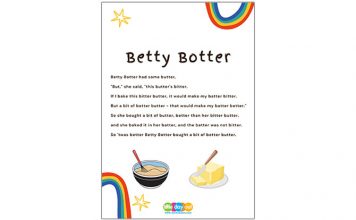 Betty Botter Tongue Twister: Words & Printable - Little Day Out